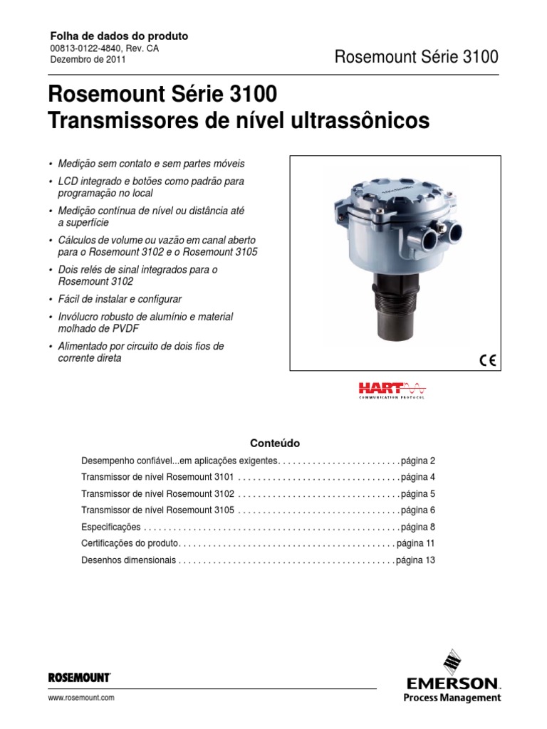 Rosemount Serie 3100 Transmissores de Nivel Ultrassonicos | PDF ...