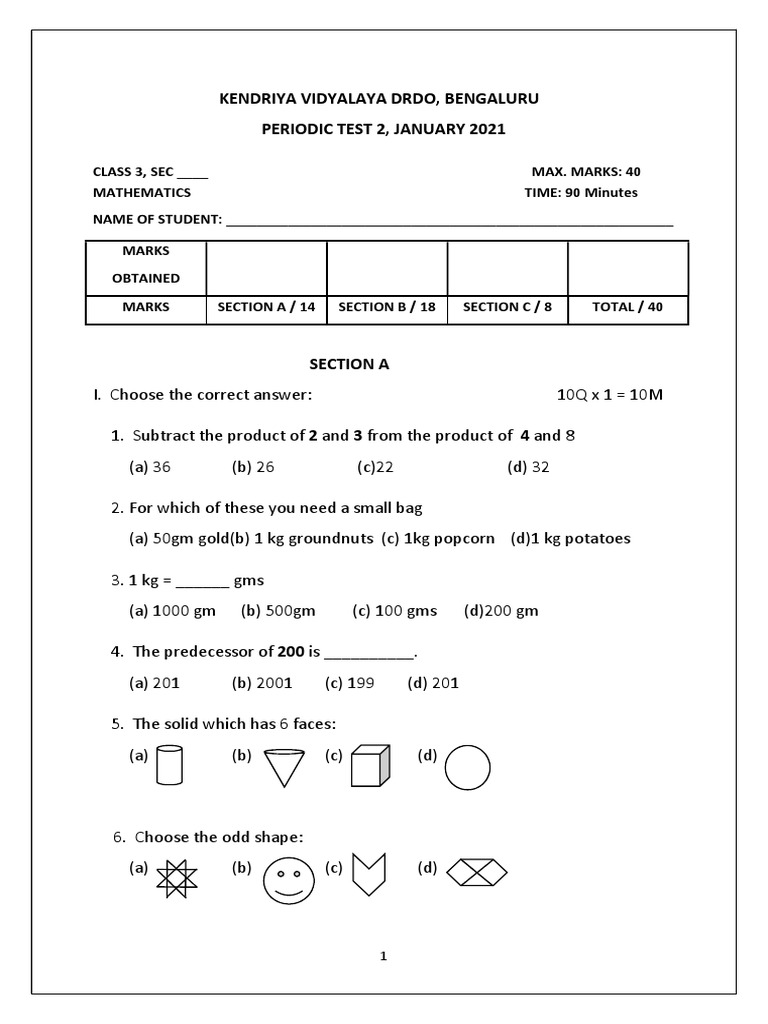 Periodic Test 2 - 2021 | PDF | Multiplication | Mathematics