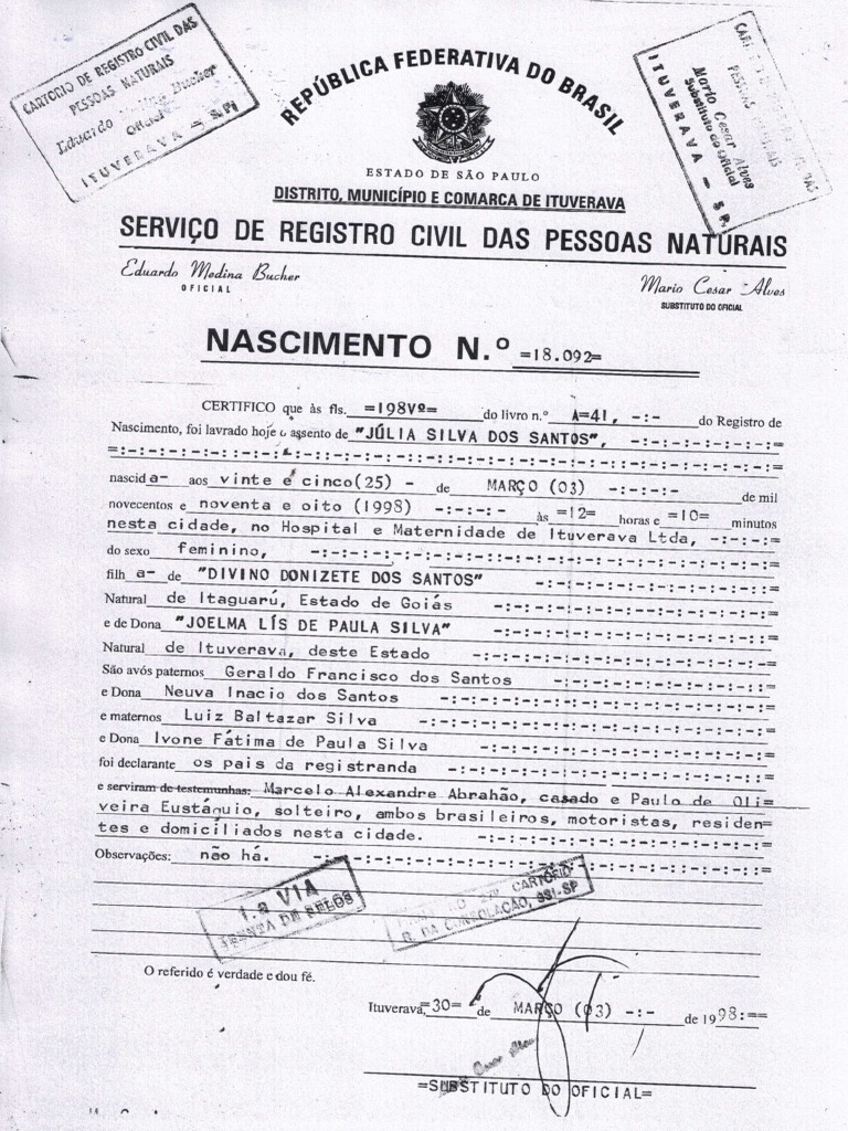 Certidão de Nascimento | PDF