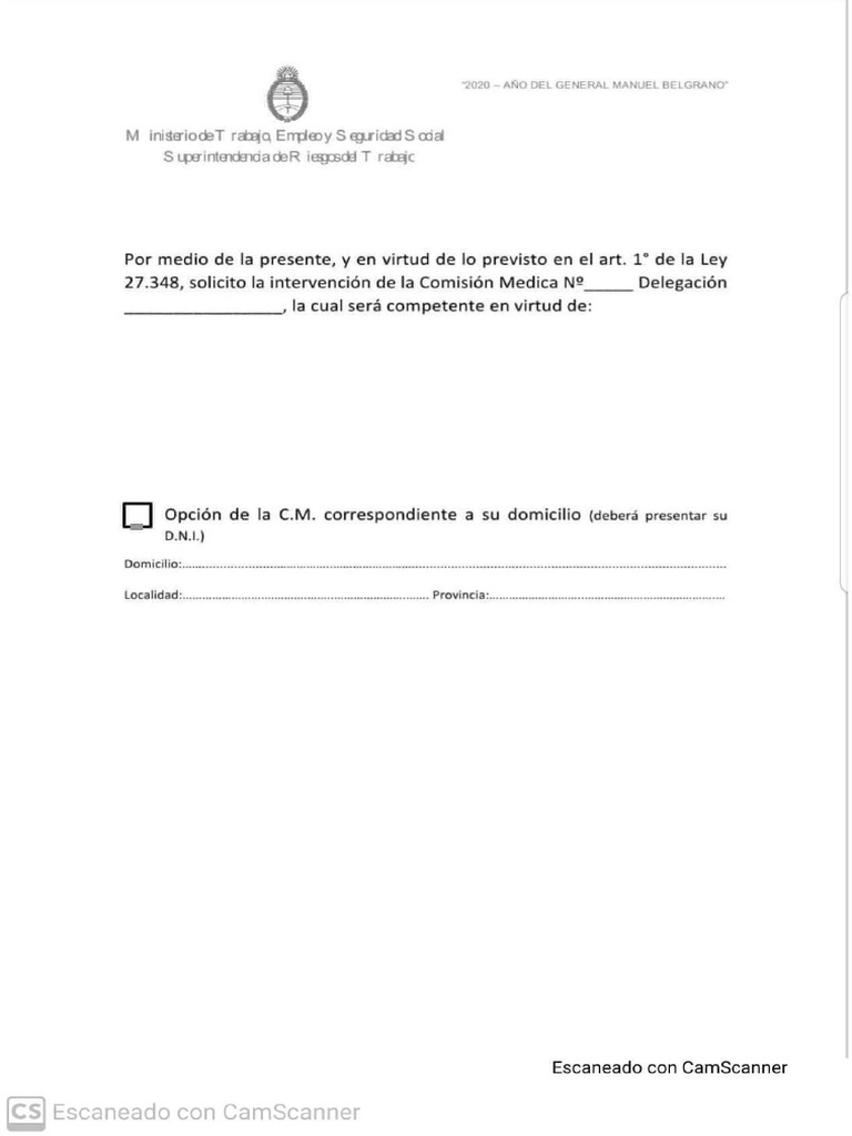 Formulario de Opcion Correspondiente Al Domicilio Del Trabajador | PDF