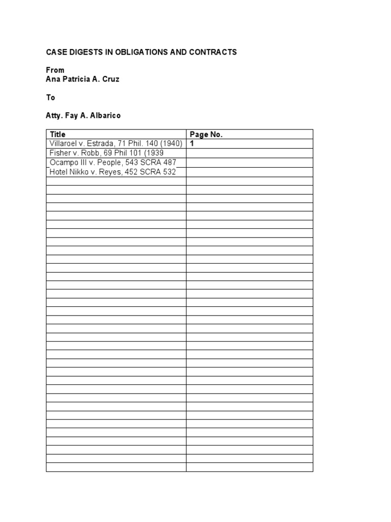 Case Digests: Obligations & Contracts | PDF | Negligence | Legal Liability