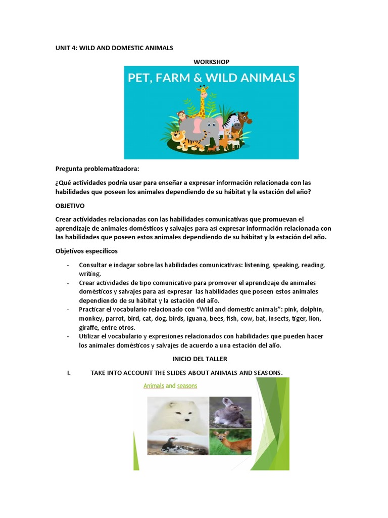 UNIT 4 - Animals and Seasons | PDF