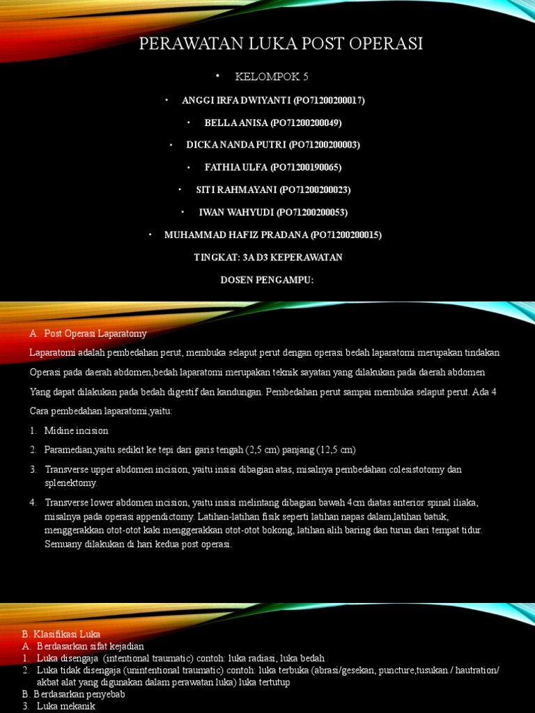 Perawatan Luka Pasca Operasi Laparatomy | PDF