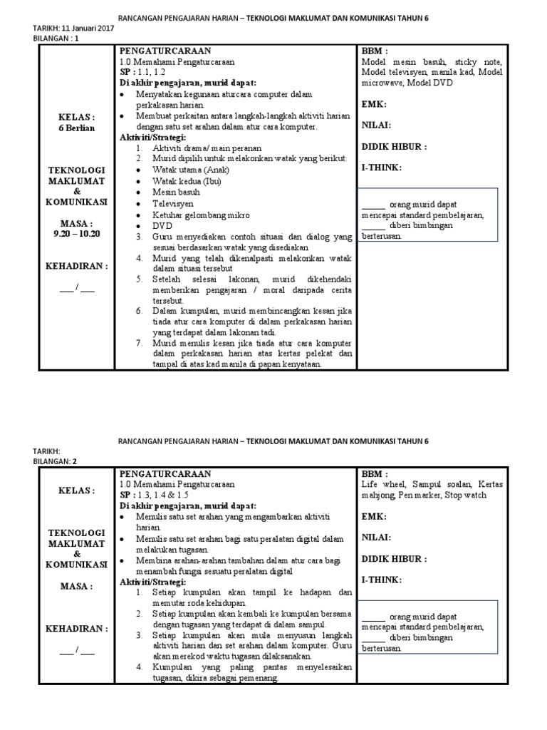 RPH TMK THN 6 Setahun | PDF
