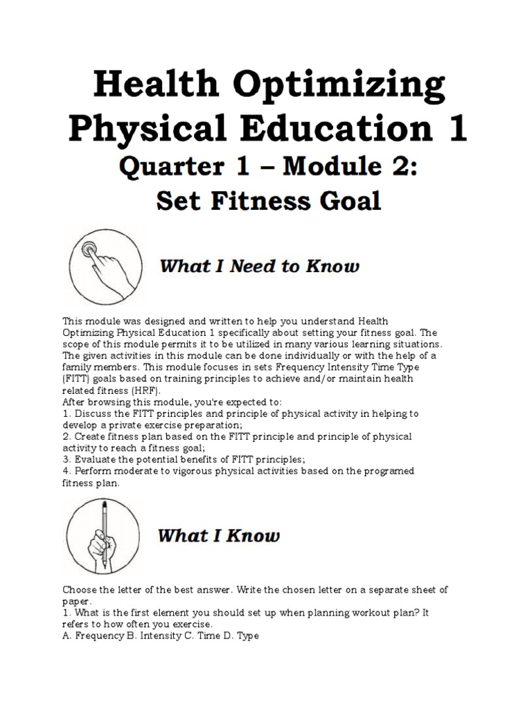 FITT Principles Module for Setting Fitness Goals | PDF | Strength ...
