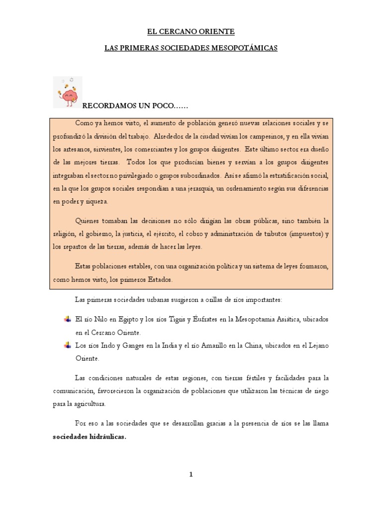 Primeras Sociedades en Mesopotamia | PDF | Mesopotamia | Sumeria
