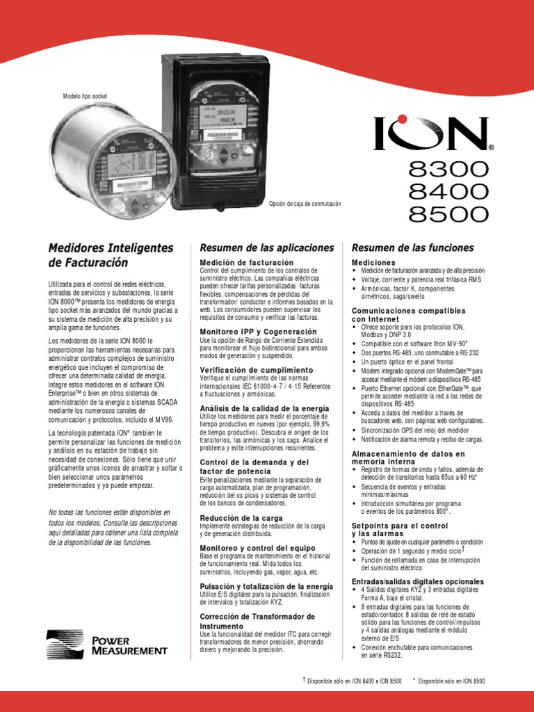ION8300 8400 8500 Folleto Largo Espanol | PDF | Módem | Energia electrica