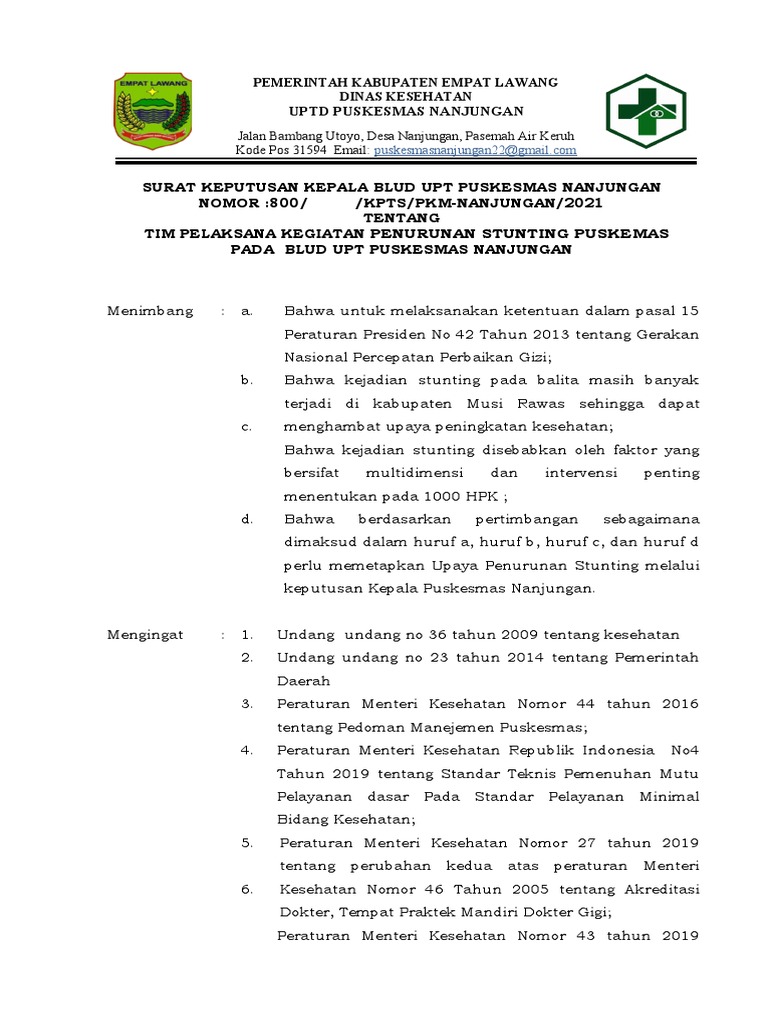 Tim Penurunan Stunting Nanjungan | PDF | Kesehatan Holistik