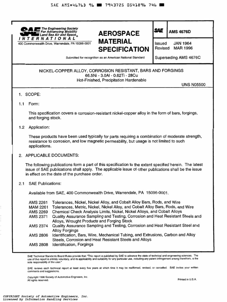 Sae 4676d | PDF | Steel | Specification (Technical Standard)