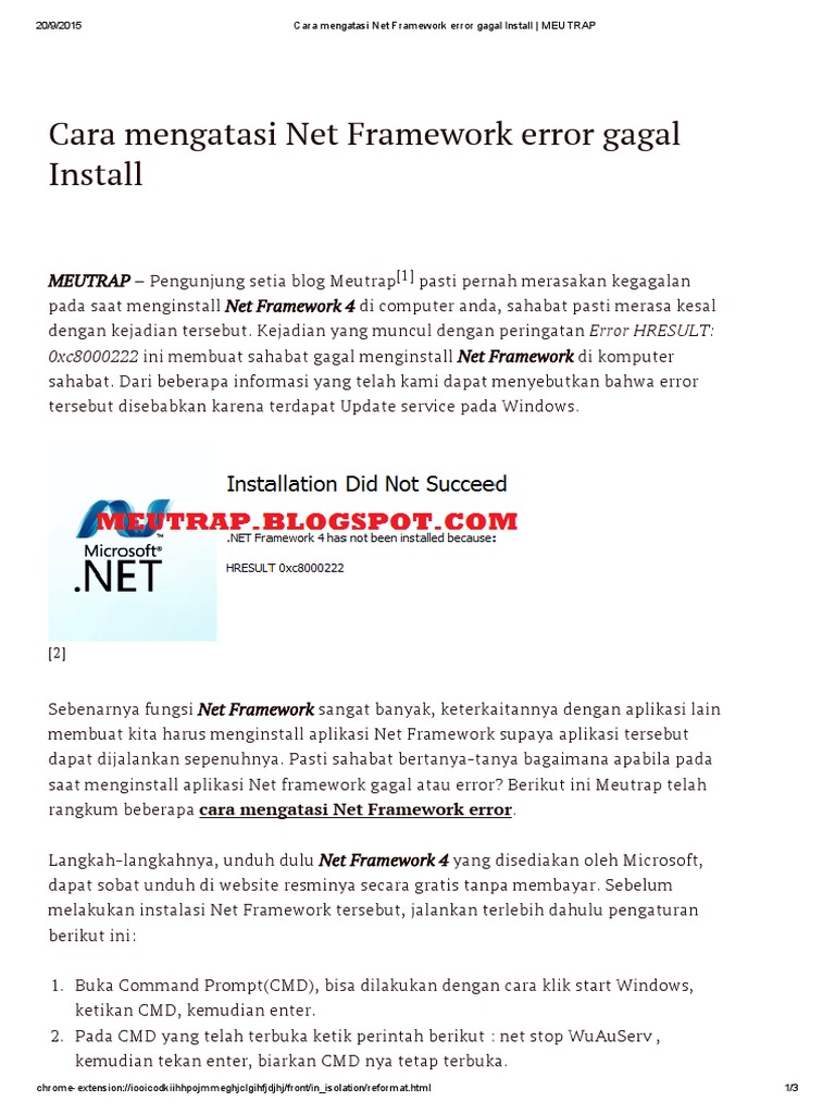 Cara Mengatasi Net Framework Gagal Install | PDF | Bisnis | Komputer
