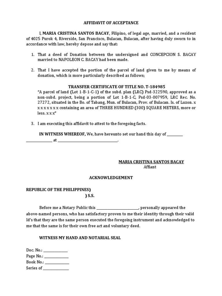 Affidavit of Acceptance | PDF