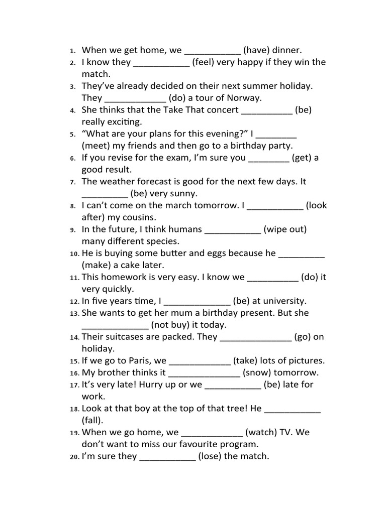 Exercise About Future and Present Simple Tense | PDF