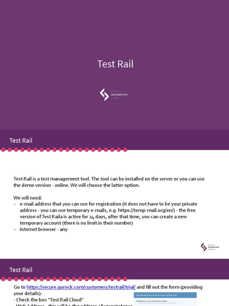 Test Rail: Quick Start Guide | PDF | Email Address | Password