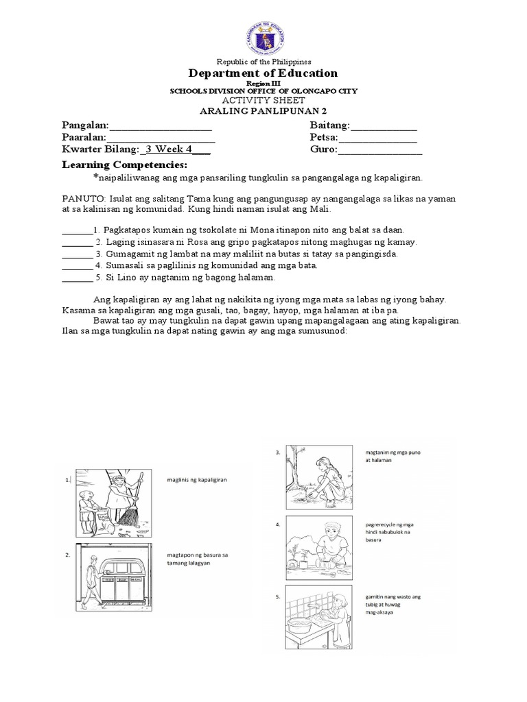 AP Activity Sheet Q3 Wk4 | PDF