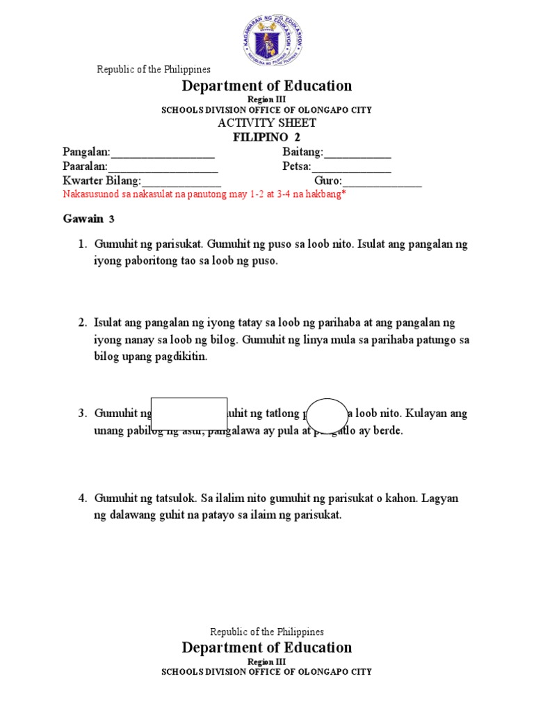 Fil Activity Sheets q1wk4 | PDF