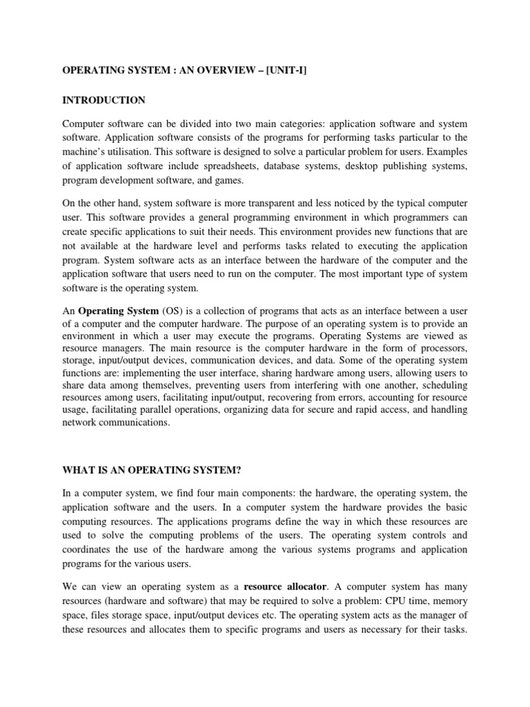 Operating Systems An Overview Author University of Kashmir | PDF | Process (Computing ...