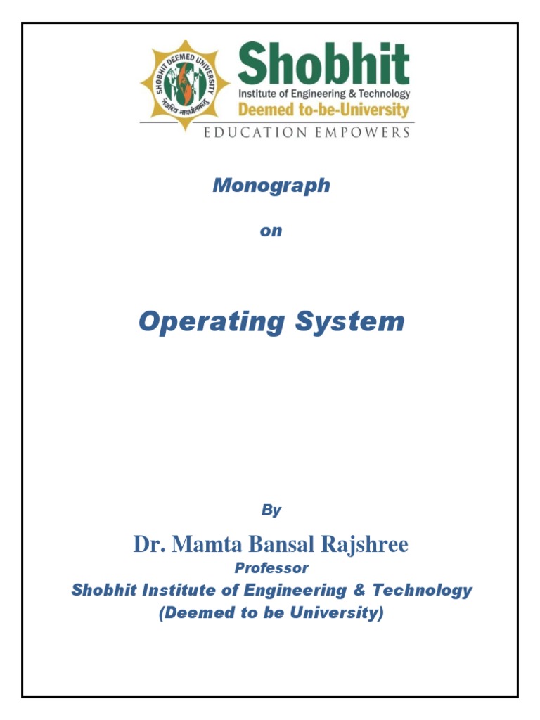 Monograph On Operating System Author Dr Mamta Bansal Rajshree Pdf Thread Computing