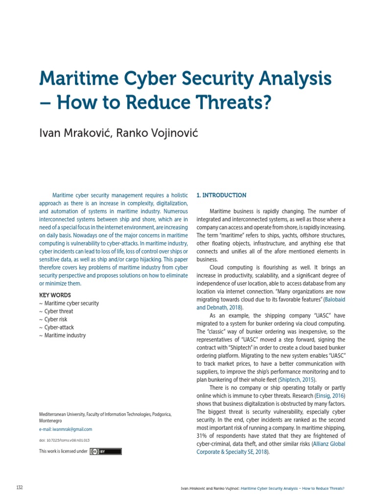 Maritime Cyber Security Threat Reduction | PDF | Security | Computer ...