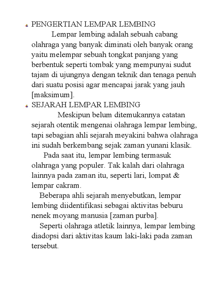 Pengertian Lempar Lembing | PDF