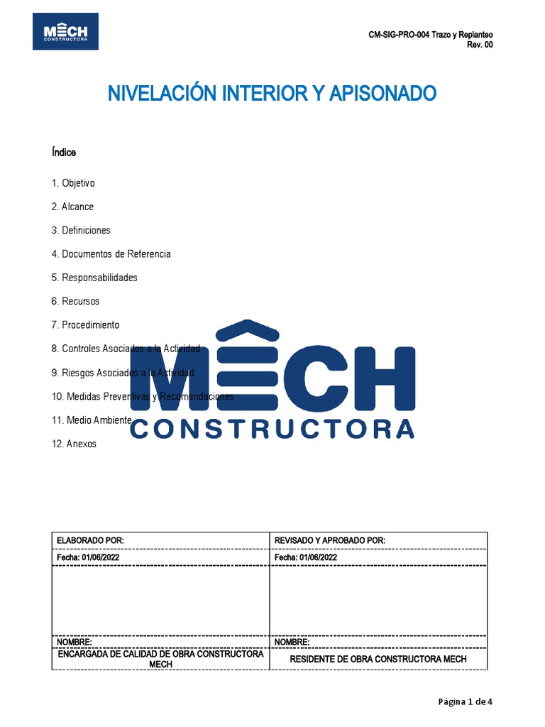 Protocolo de Nivelación y Apisonado | PDF | Seguridad y salud ocupacional