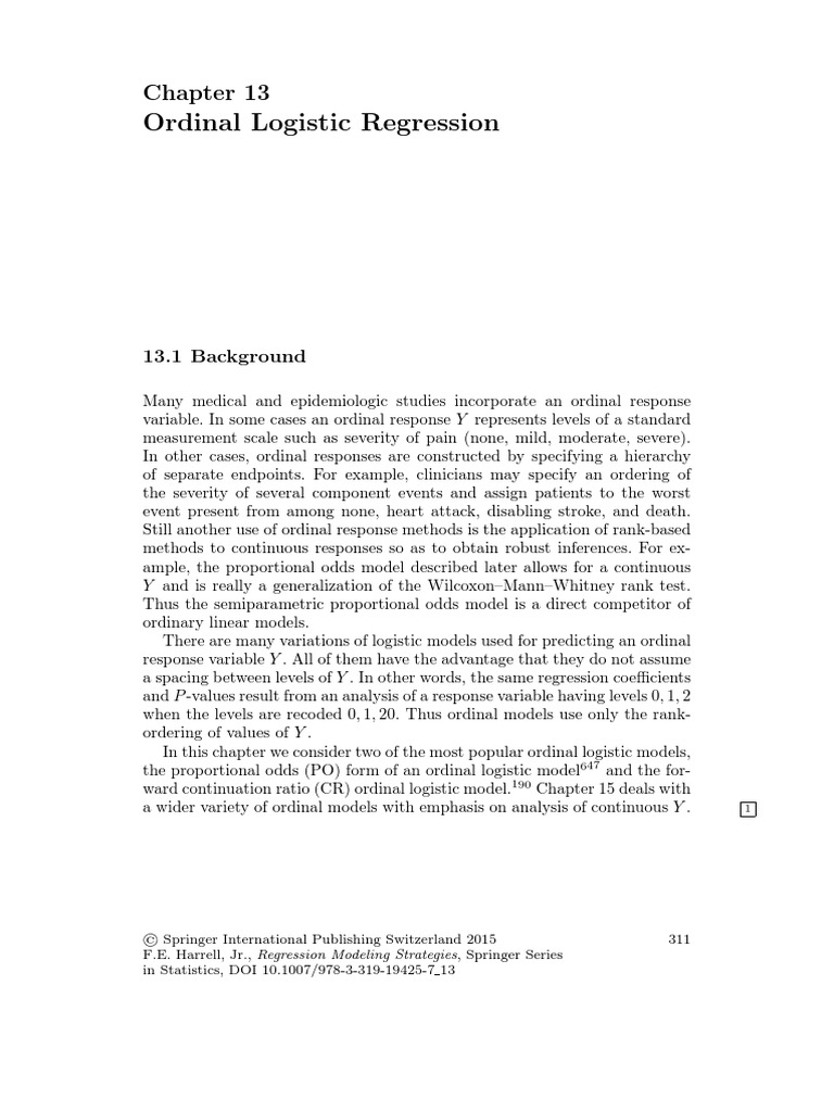 Ordinal Logistic Regression: 13.1 Background | PDF | Logistic Regression | Regression Analysis