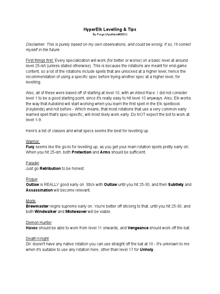 HyperElk Leveling Guide & Tips | PDF