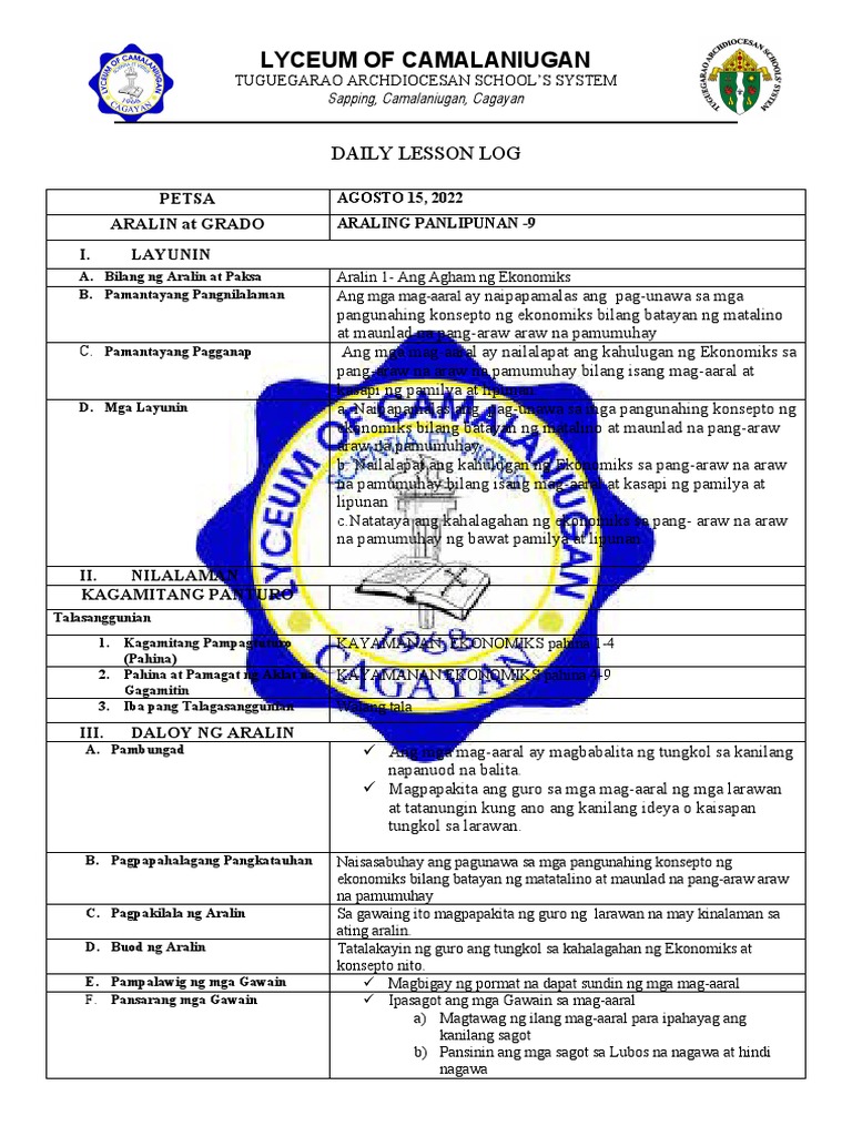 DAILY LESSON LOG Filipino | PDF