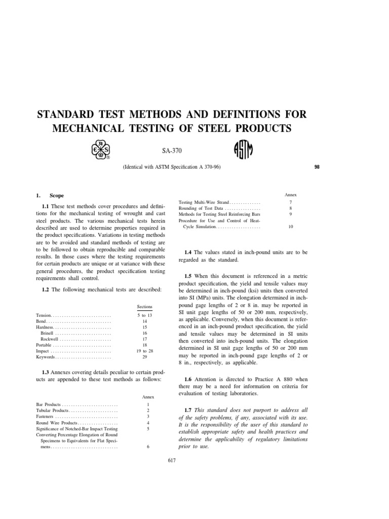 Asme2a Sa-370 | Descargar gratis PDF | Strength Of Materials ...