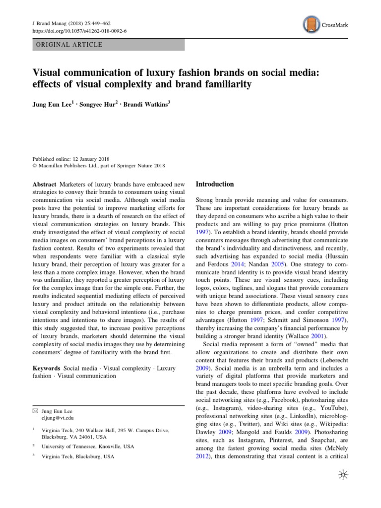 Lee, Hur, Watkins (2018) Visual Communication of Luxury Fashion Brands ...