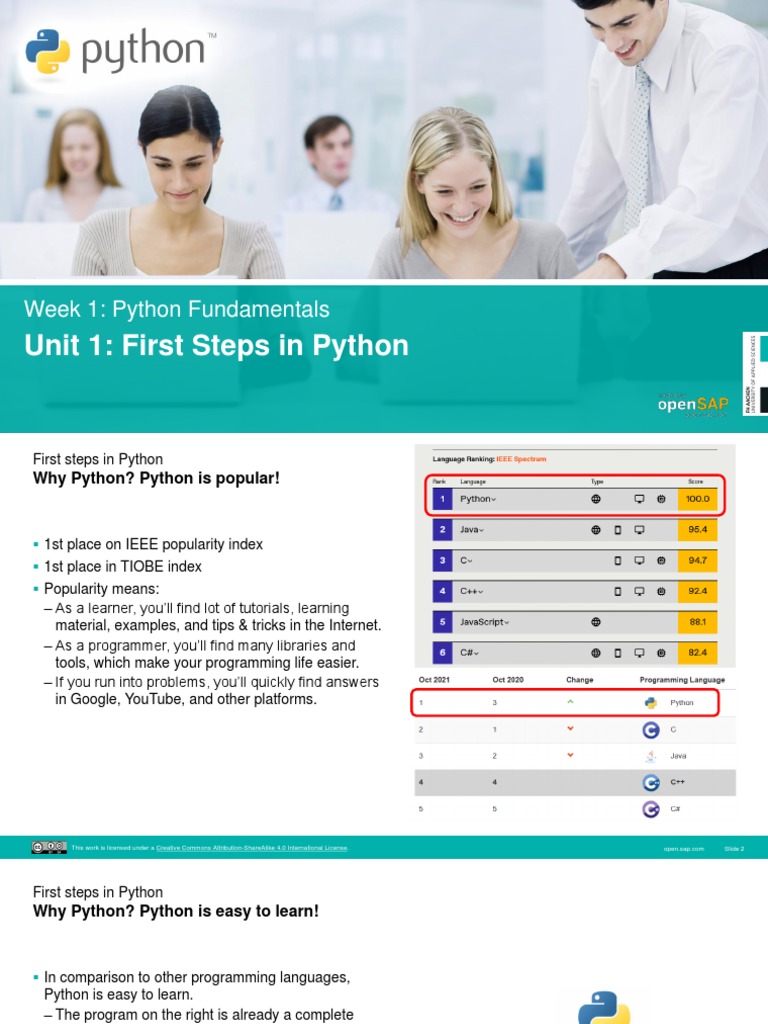 OpenSAP Python1 Week 1 Unit 1 Firststeps Presentation | PDF | Python (Programming Language ...