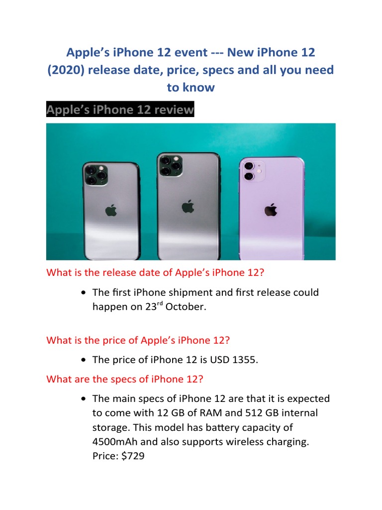 Apple Iphone 12 | PDF | I Phone | Apple Inc. Hardware
