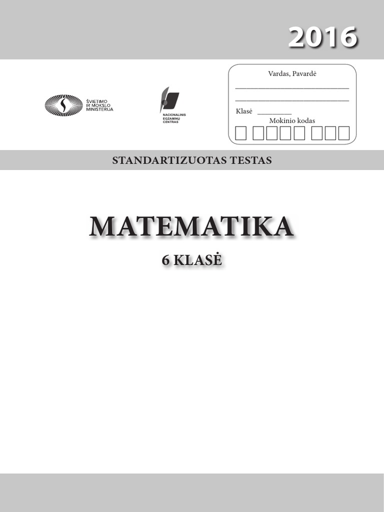 2016 M.standartizuoti Testai | PDF