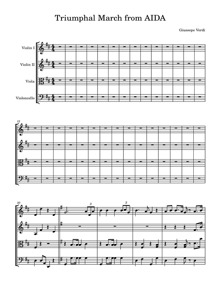 Verdi's AIDA Triumphal March Score | PDF | Continuous Pitch Instruments ...