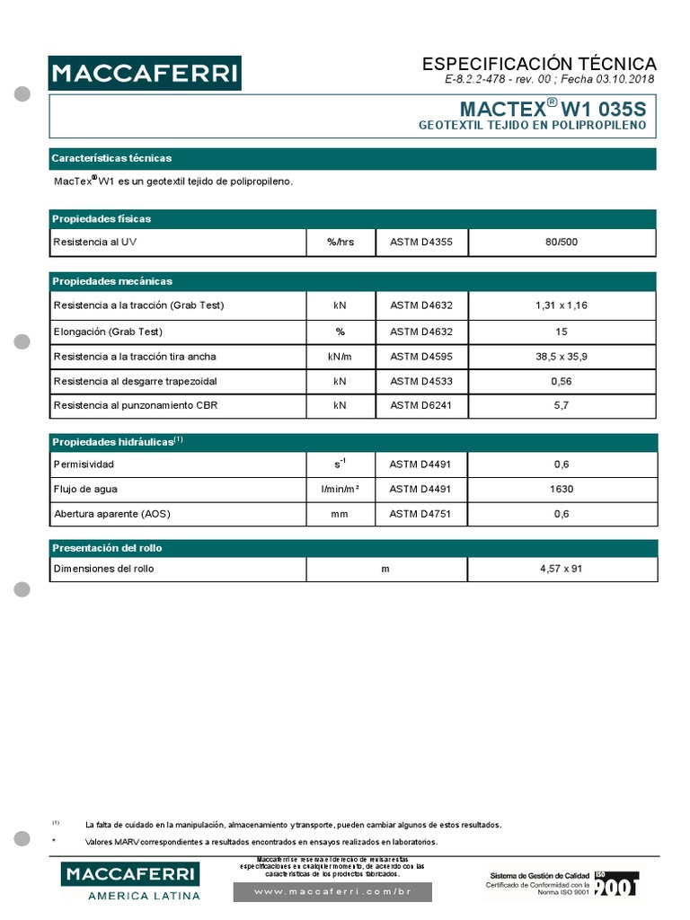 Tds BR Mactex w1 035s SP | PDF