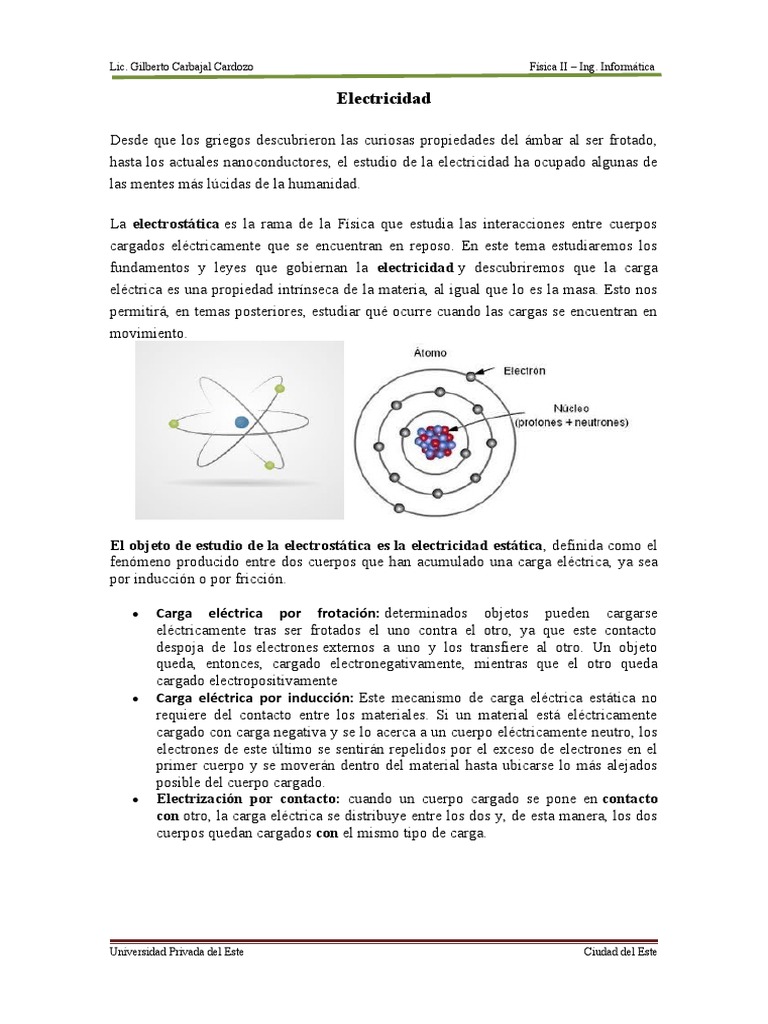 Electrostática (Concepto - Carga Eléctrica) | Descargar gratis PDF ...