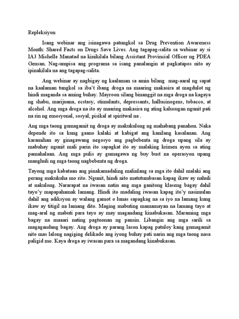 Repleksyon Sa Droga | PDF