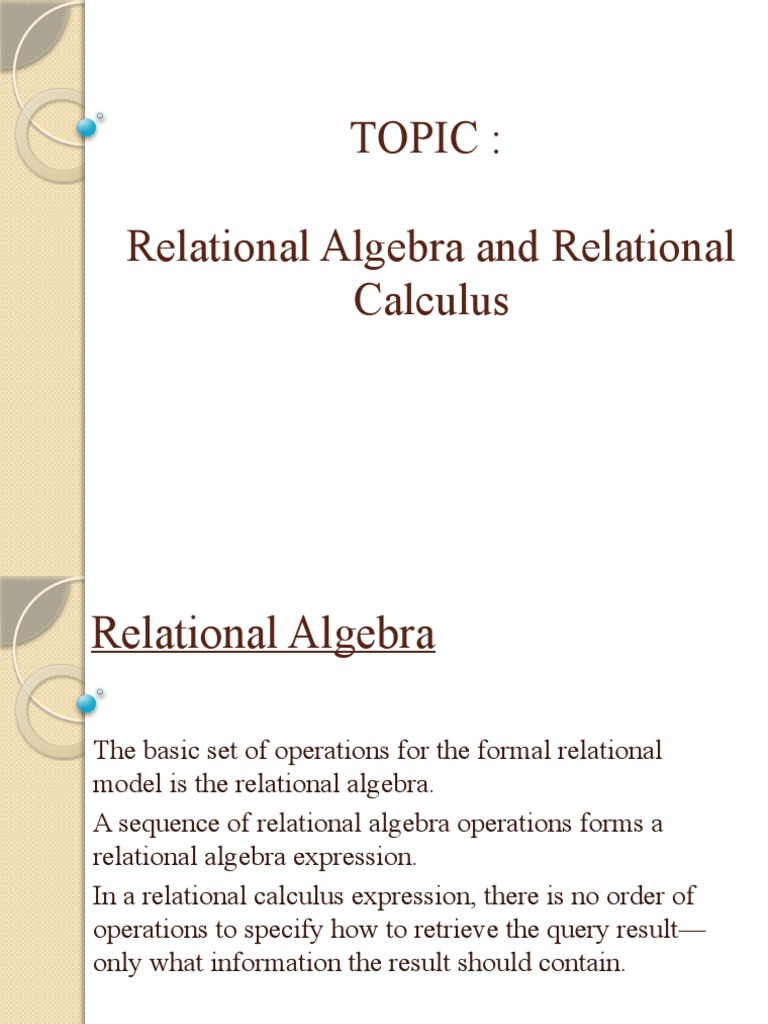 Relational Algebra And Relational Calculus Pdf Relational Model Mathematics