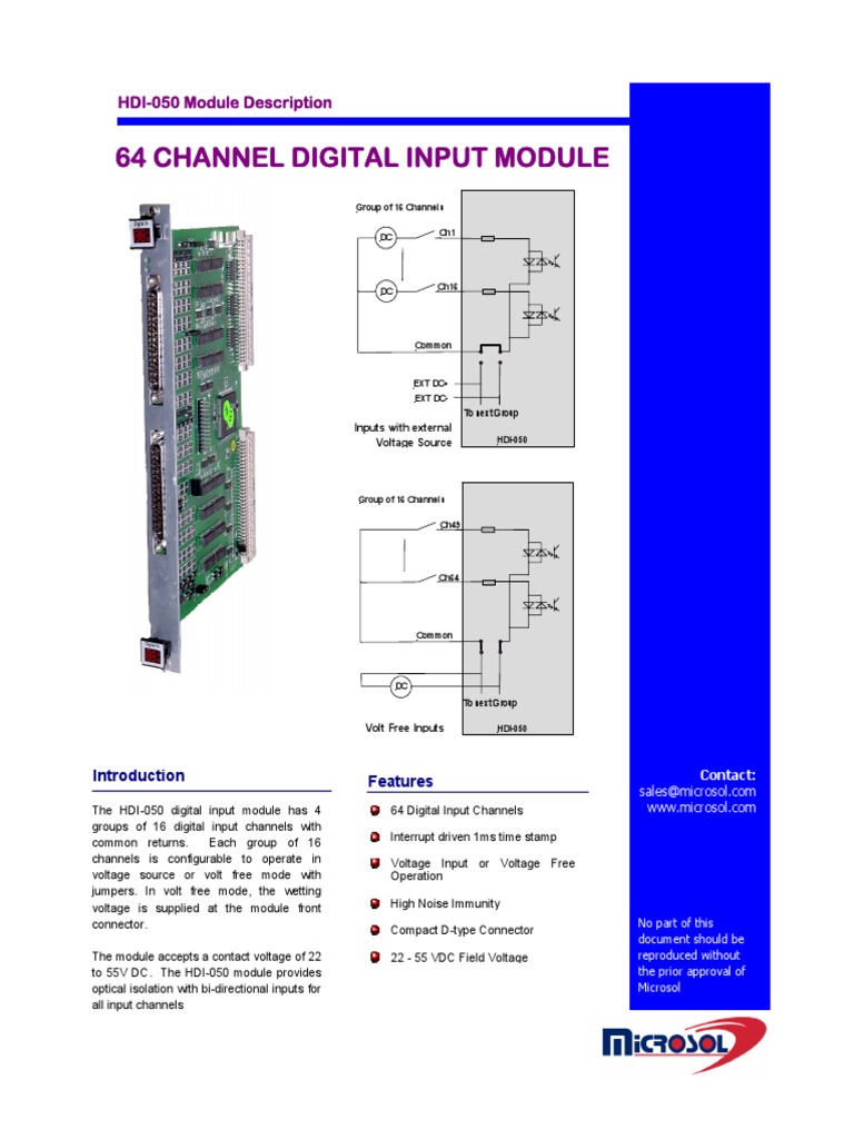 Module Description HDI-050 1.00 | PDF | Voltage | Input/Output
