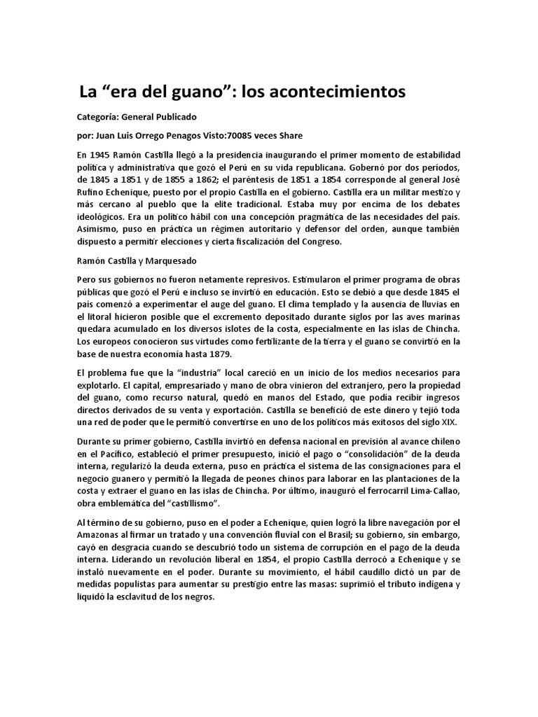 La Era Del Guano | PDF | Perú