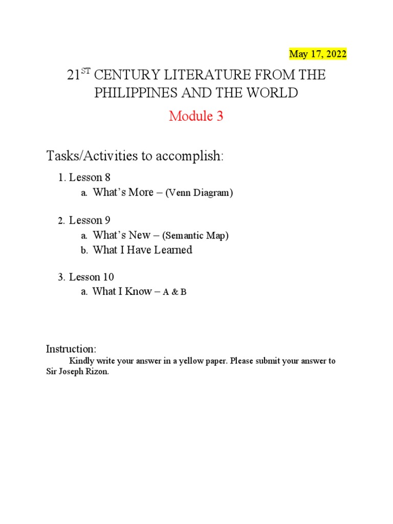 Module 3 Task - 21st Century Literature | PDF | Science & Mathematics