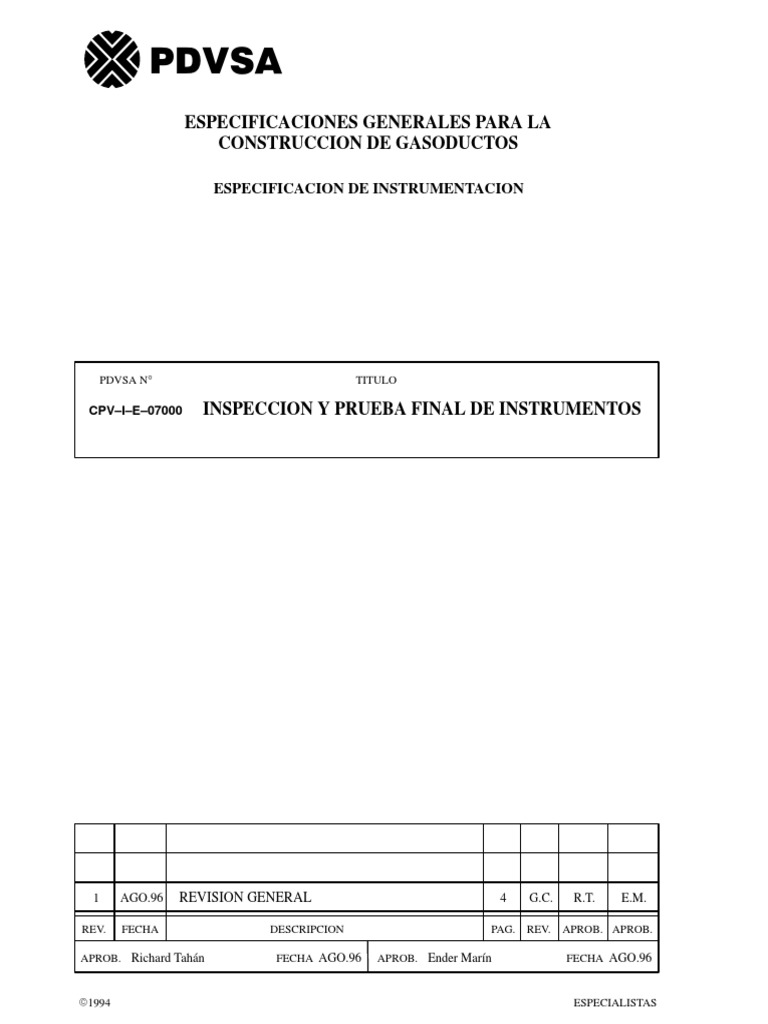 Pdvsa: Especificaciones Generales para La Construccion de Gasoductos | PDF