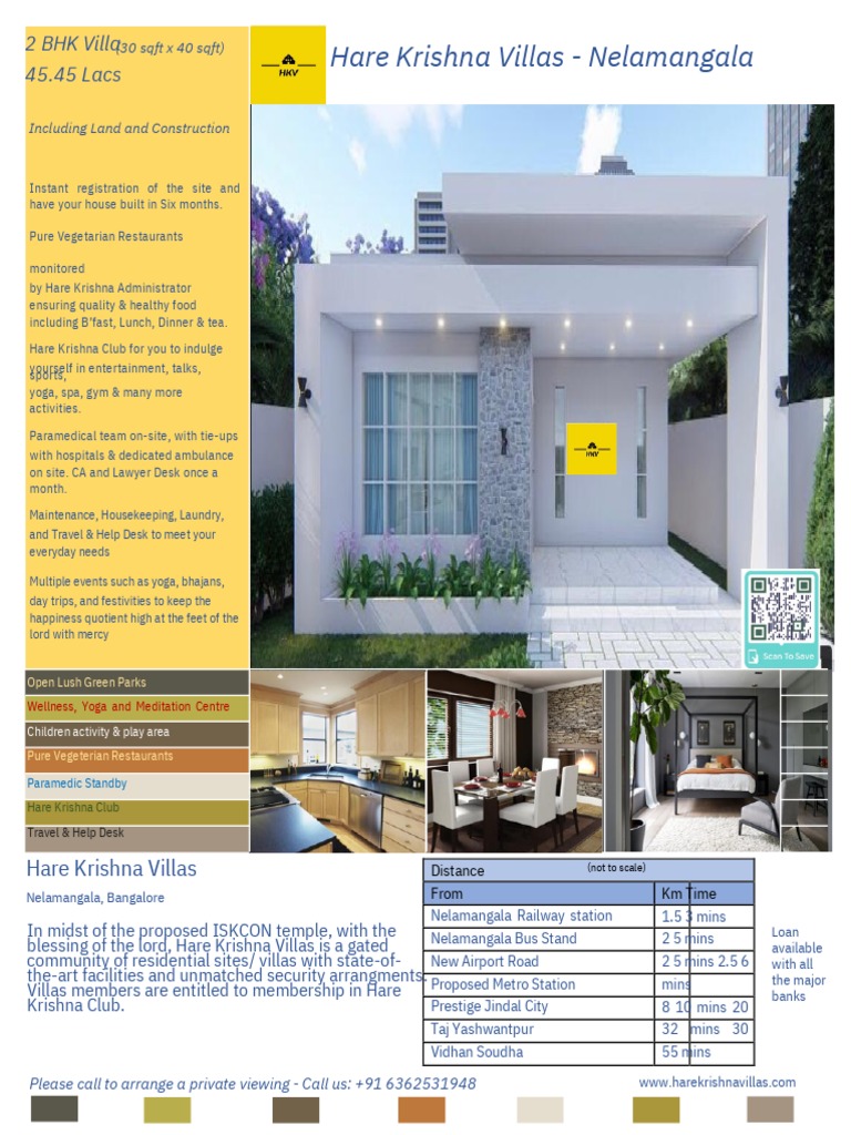 Brochure - Hare Krishna Villas - Nelamangala - Option 2 PDF | PDF