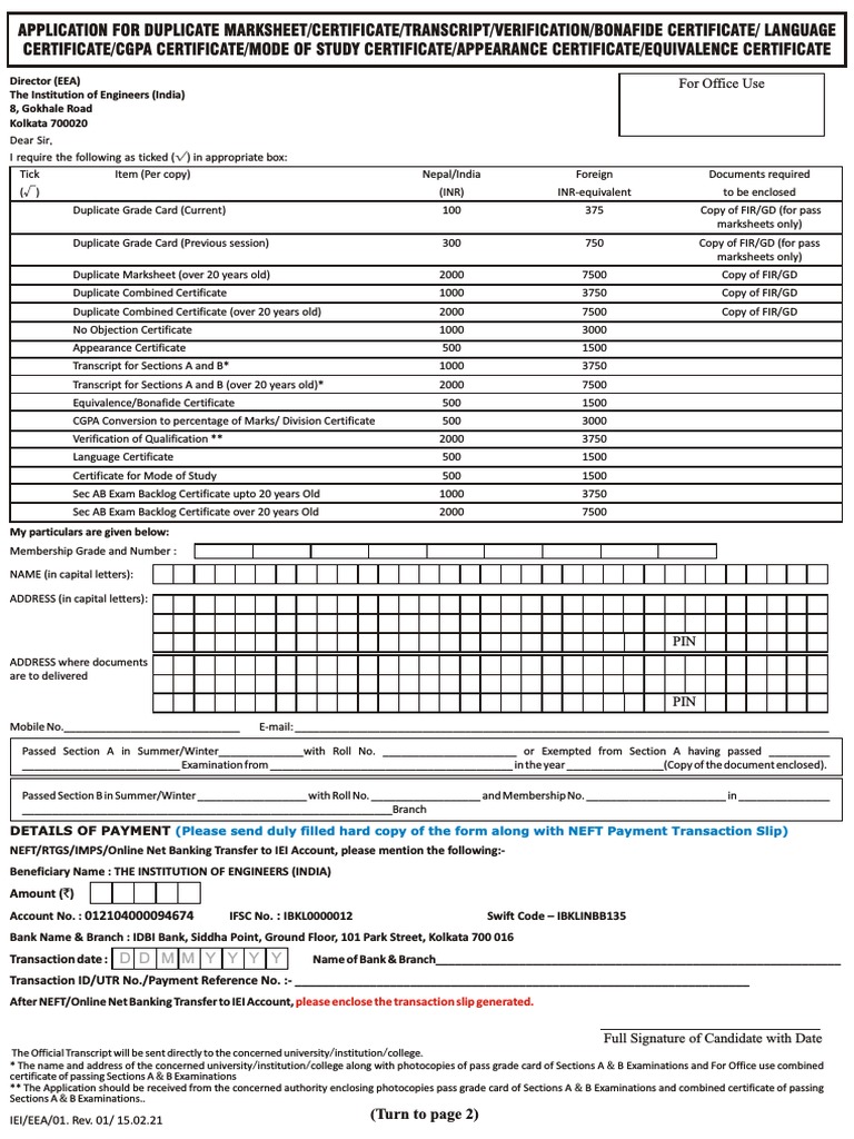 Duplicate Marksheet Certificate Transcript Form | PDF | Service Industries | Financial Technology