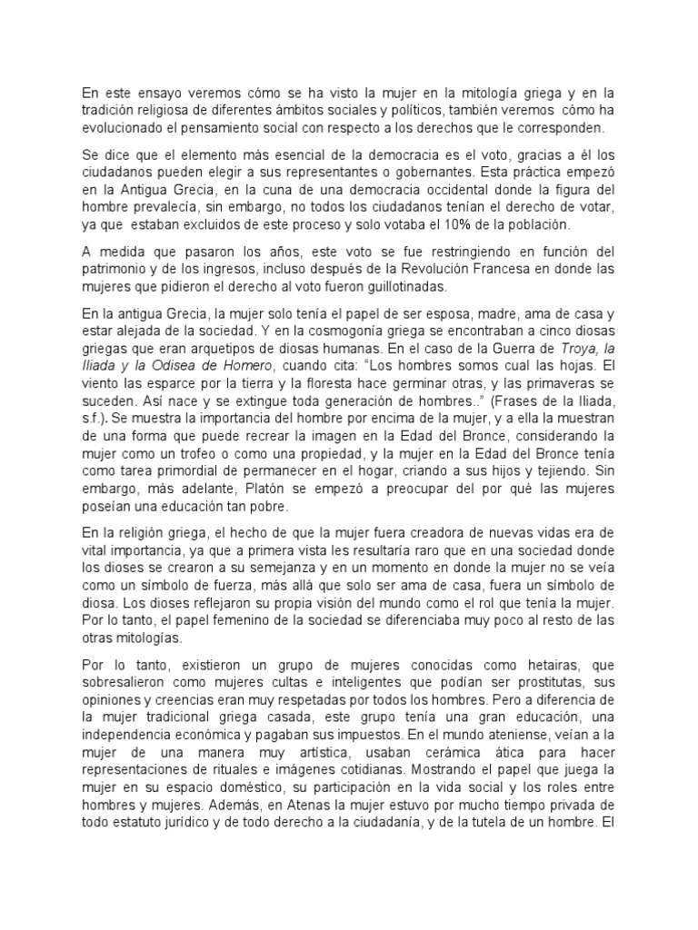 Ensayo | PDF | Mujer | Antigua Grecia