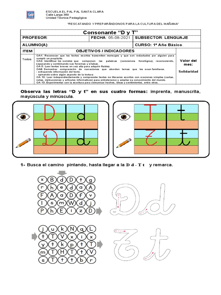 Actividades de Lectura y Escritura para 1º Básico | PDF | Lingüística ...