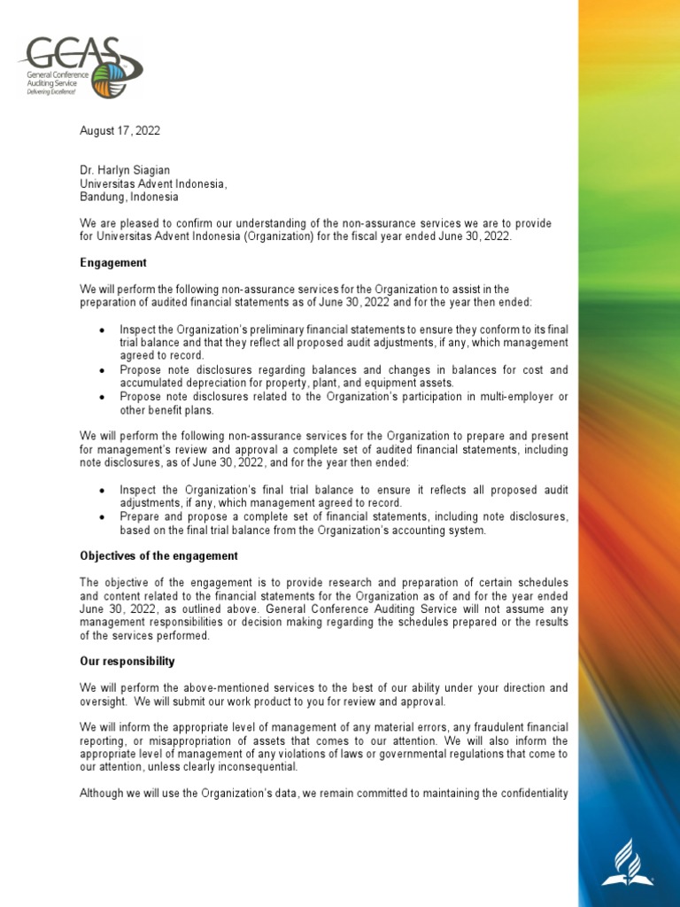Non-Assurance Services for UNAI Audit | PDF | Financial Statement ...