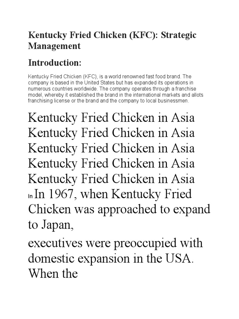 Kentucky Fried Chicken Strategic Management | PDF | Fast Food | Food ...
