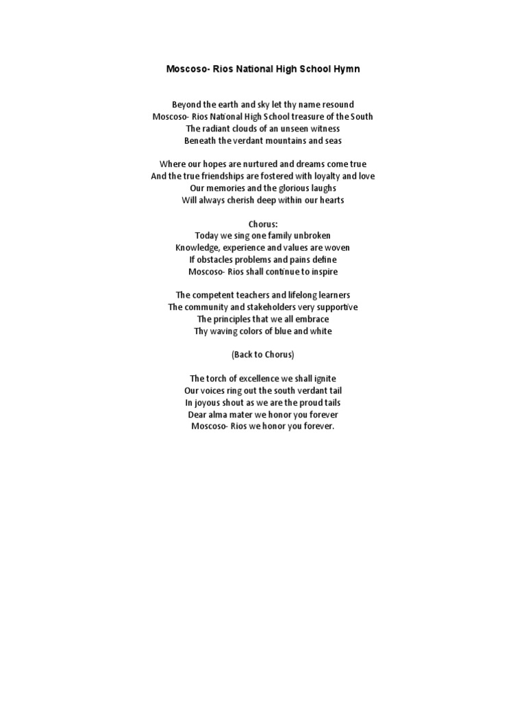 School Hymn Lyrics | PDF | Foreign Language Studies | Art