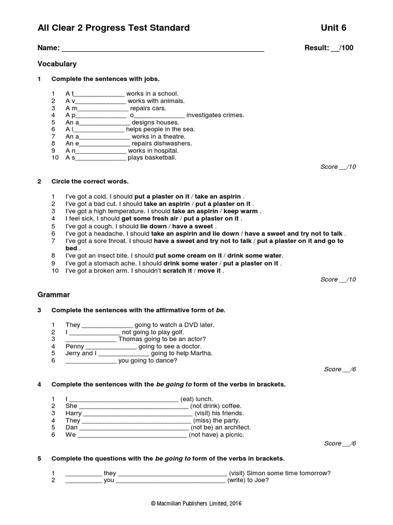 All Clear - 2 - Test - U6 - Standard | PDF