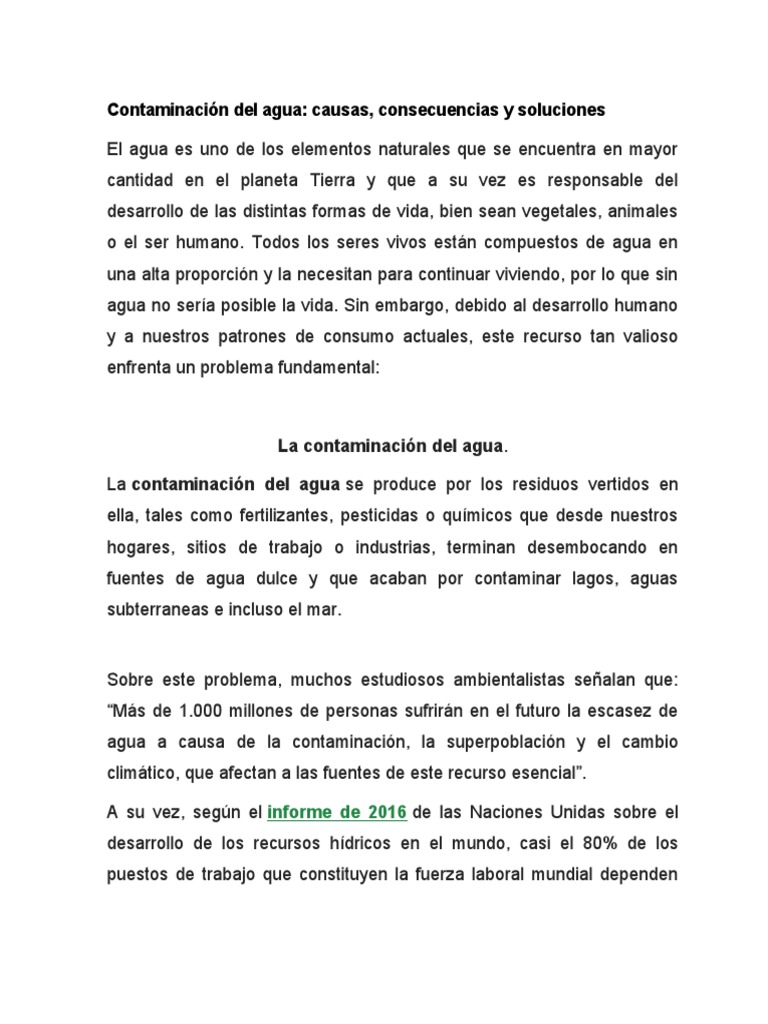 Contaminación Del Agua | PDF | La contaminación del agua | Agua